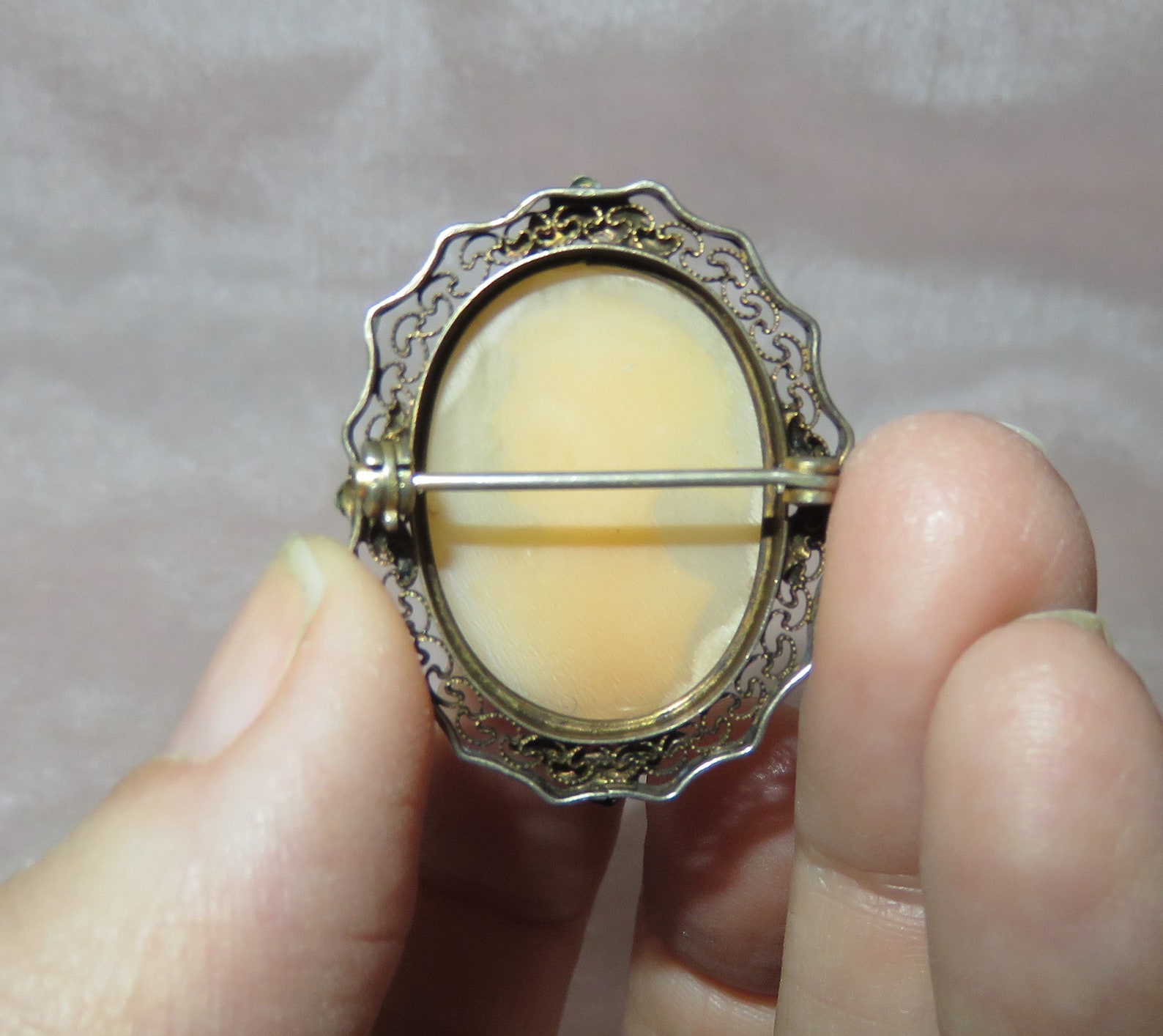 Antique 800 Gilt Silver Greek God Carved Shell Cameo Brooch - Relief ...