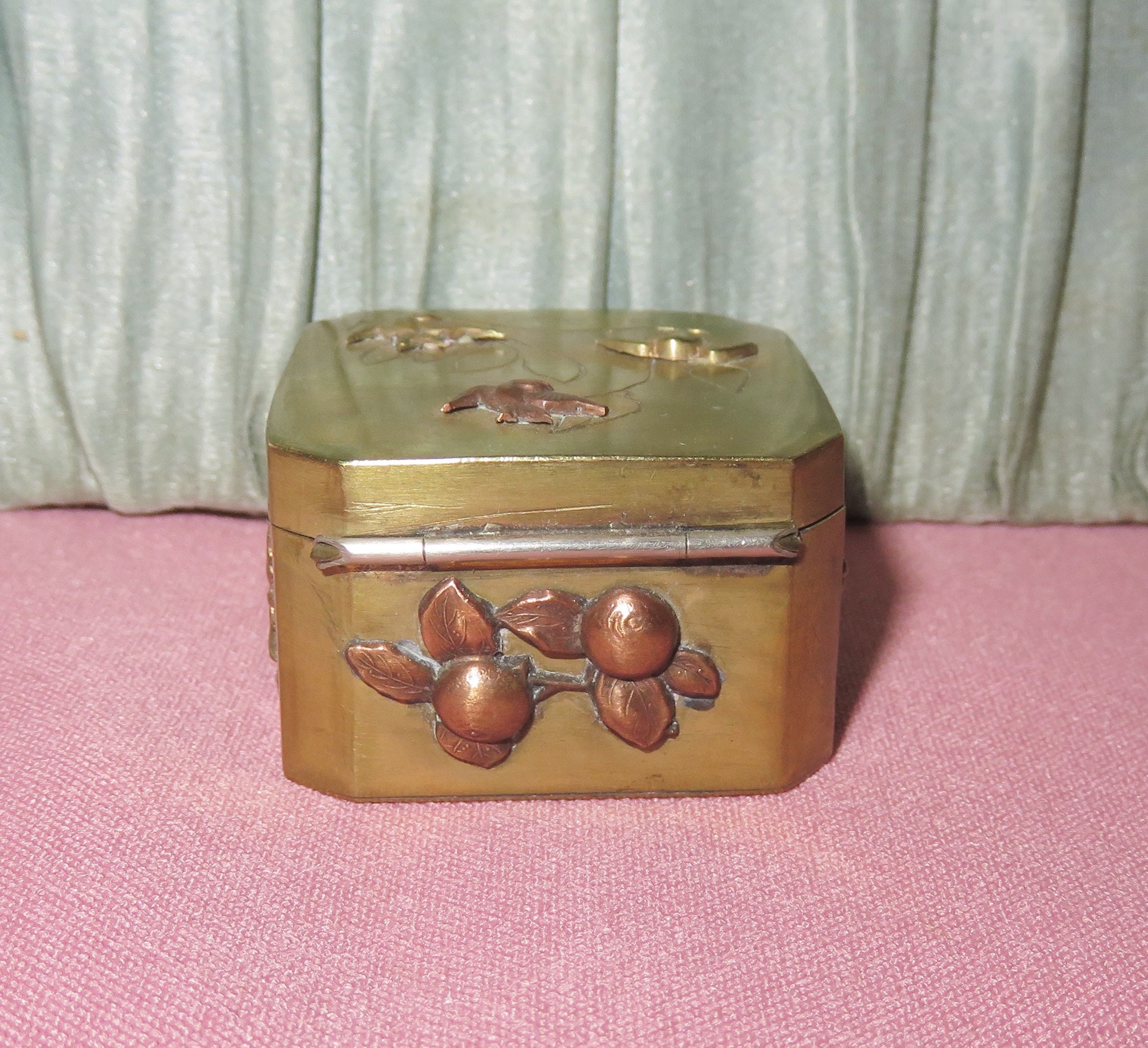 Antique Brass/bronze Mixed Metals Japanese Meiji Era Hinged Box- Pill ...