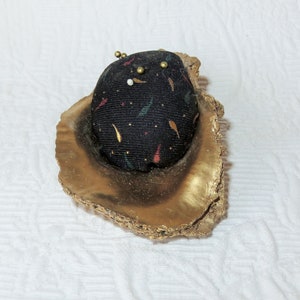 Antique OOAK Sea Shell Pin Cushion-gold Painted Oyster Seashell Pin ...