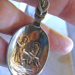Vintage Collectible SP Christmas Spoon - Repousse Holy Family on Donkey ...