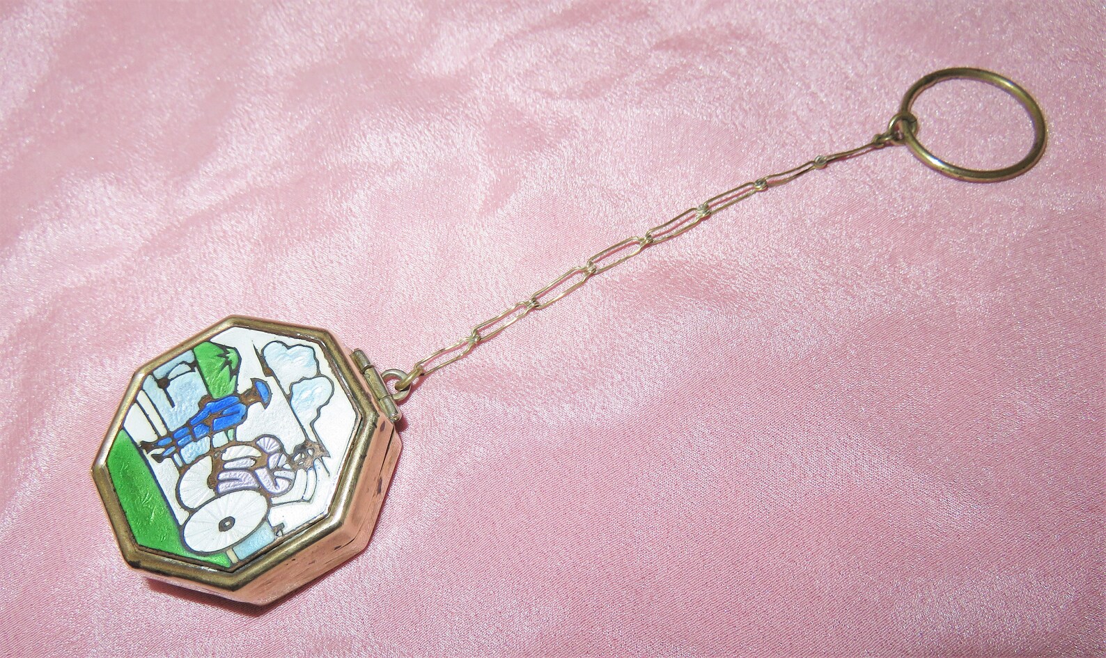 Antique Enamel Finger Ring Dance Compact Hinged Brass - Etsy