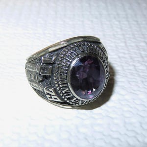 Vintage 10K Solid White Gold Men's College Class Ring With Amethyst ...
