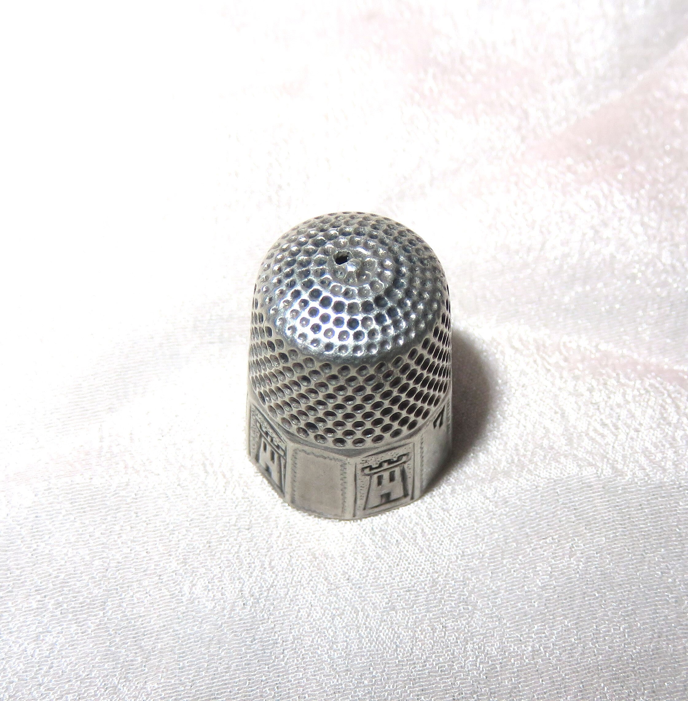 Scarce Antique Sterling Silver Thimble With Engraved Castle Towers ...