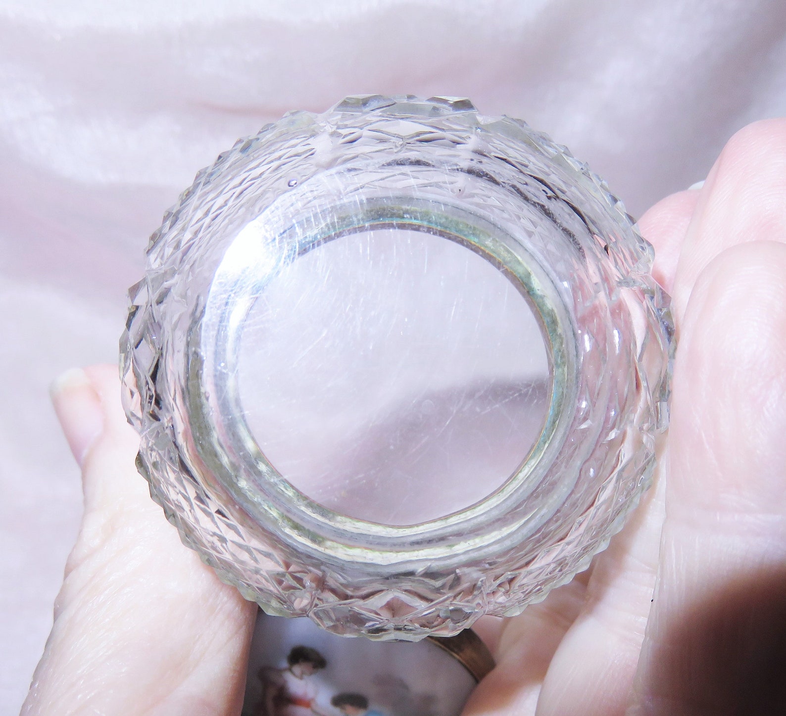 Antique Victorian Cut Crystal Box Jar With Hand Painted Porcelain Lid ...