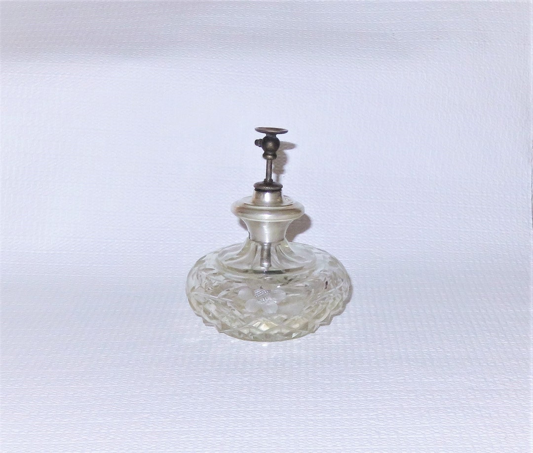 Antique Sterling Silver and Cut Glass Crystal Atomizer Perfume Bottle ...