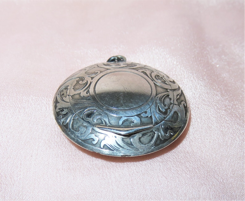 Antique Sterling Silver Engraved Compact Case Pendant - Etsy