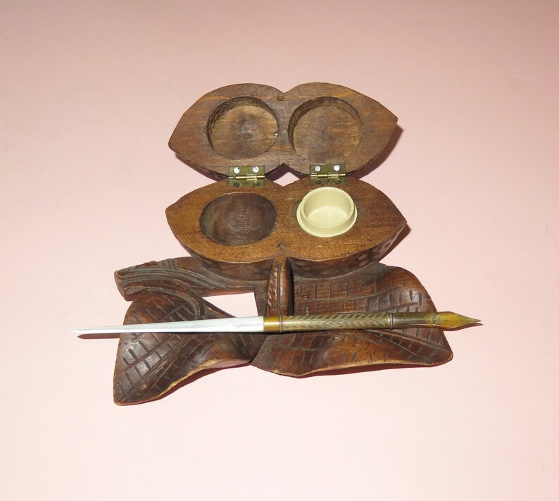 Antique Hand Carved Black Forest Double Walnuts Ink Well - Etsy