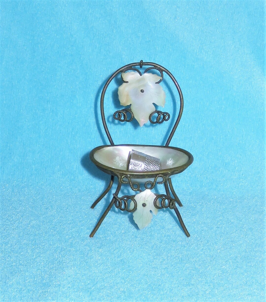 Antique French Palais Royal Mother of Pearl Thimble Holder or Ring Dish ...