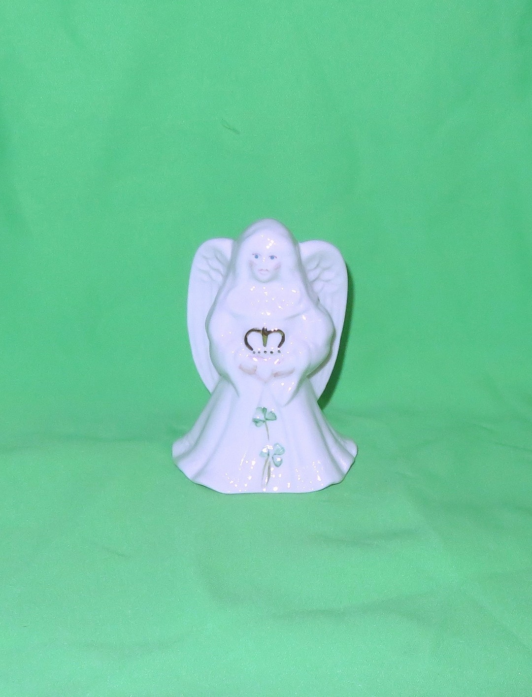 Vintage Belleek Ireland Guardian Angel Nightlight - Gold Painted Crown ...