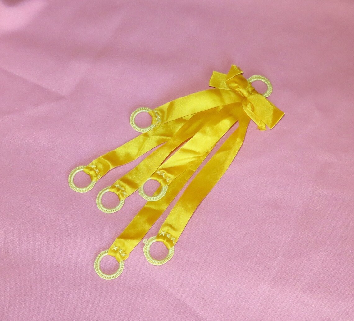 Antique Gold Silk Ribbon Sewing Chatelaine Six Ribbons and | Etsy