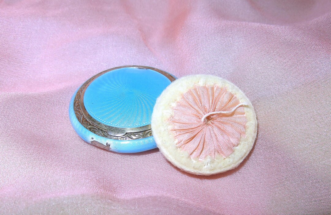 Antique Elgin American Sterling Silver Guilloche Enamel Compact Case ...