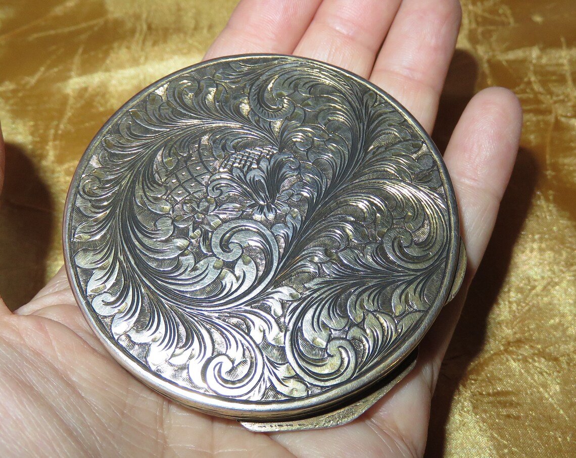 Italian Italy 800 Silver Compact Case-enameled & Chased Hand Painted ...