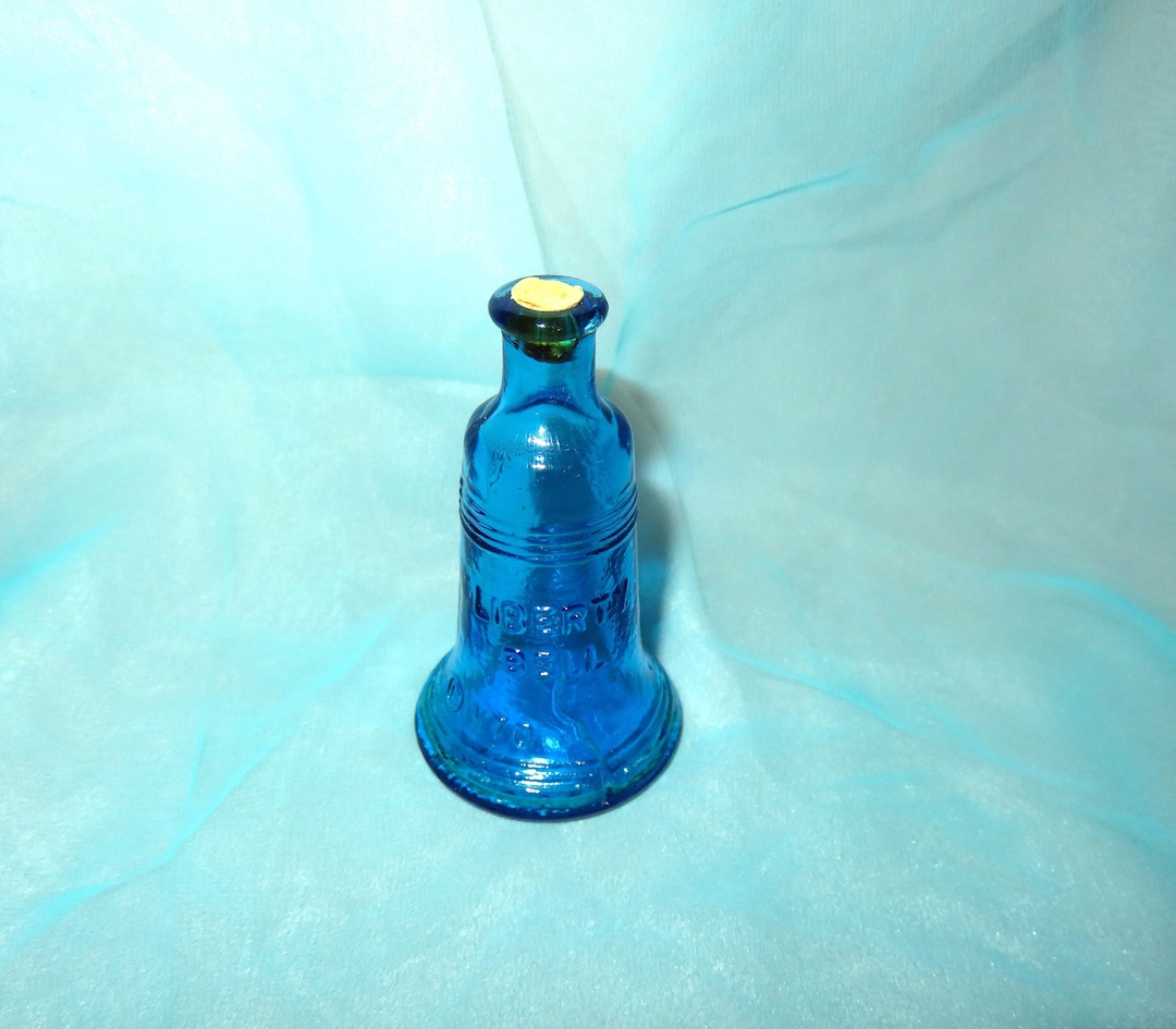 Vintage WHEATON Liberty Bell Shaped Blue Glass Bottle - Wheaton N.J ...