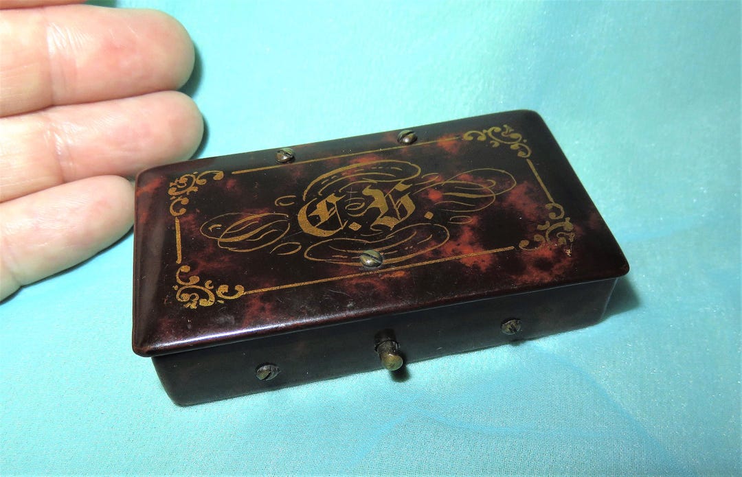 Antique Georgian Faux Tortoiseshell Veneer Box - Antique Match Safe ...