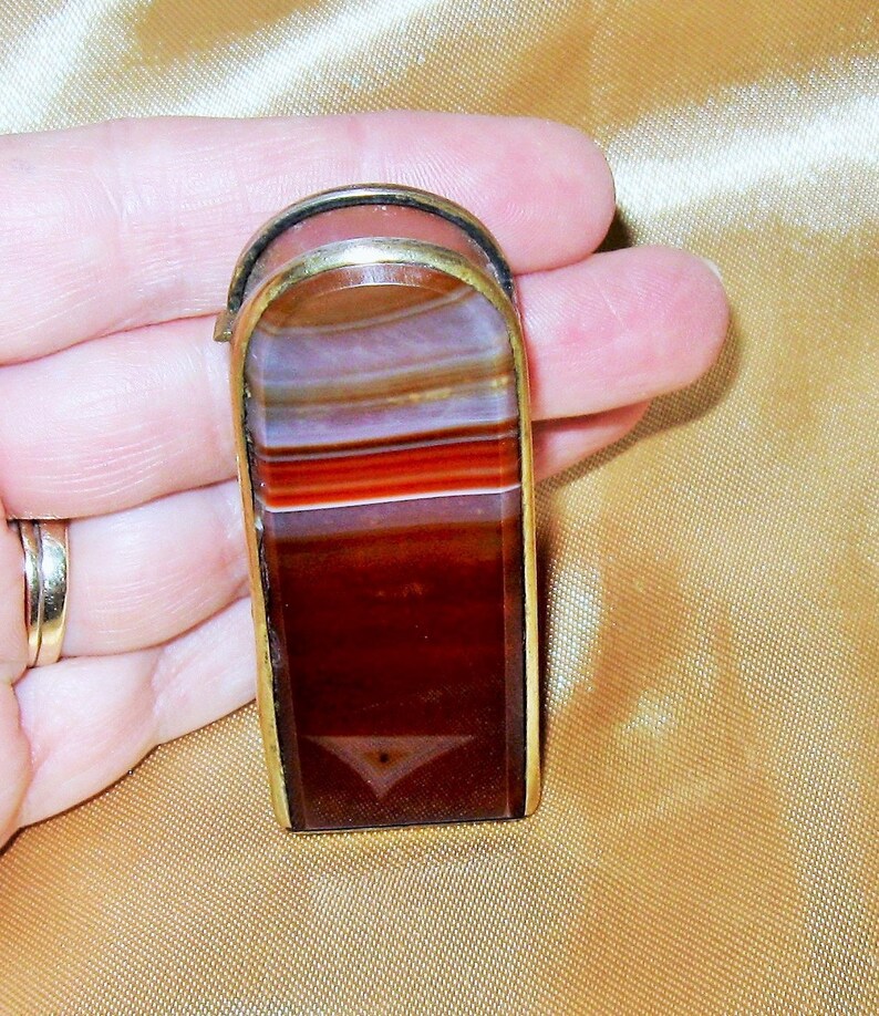 Victorian Antique Brass Bound Agate Box Holder Banded Agate | Etsy