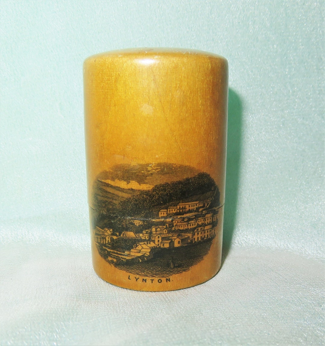 Antique England Mauchline Ware Two Piece Box - LYNTON Transfer Ware Box ...