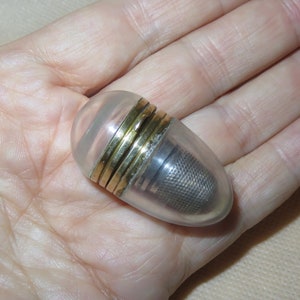 Antique Child's Sterling Silver Thimble & Hinged Brass Mounted Egg Form ...