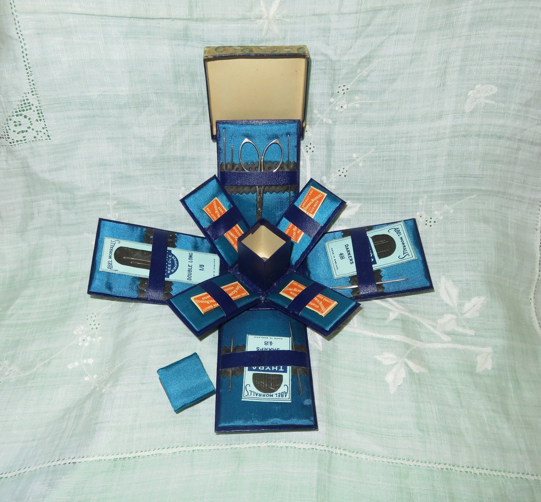 Victorian Fold Out Sewing Box - Scissors & Sterling Silver Thimble ...