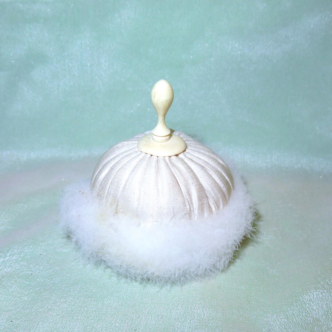 Antique Victorian Swans Down Powder Puff Houppe With Celluloid Handle ...