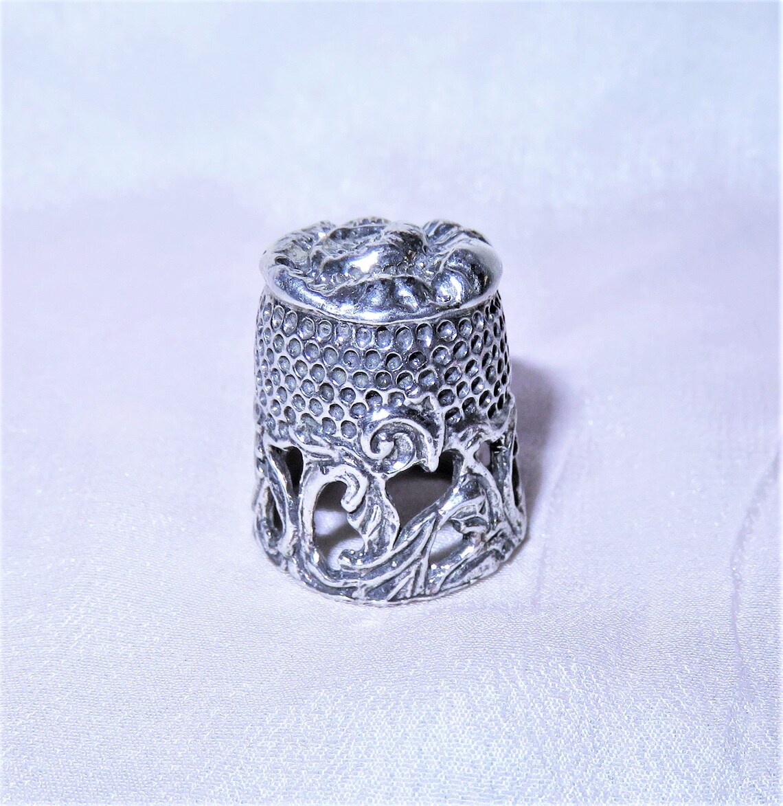 Vintage Sterling Silver Open Work Thimble Embossed Flower | Etsy