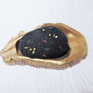 Antique OOAK Sea Shell Pin Cushion-gold Painted Oyster Seashell Pin ...