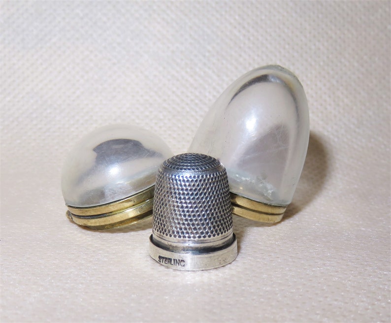 Antique Child's Sterling Silver Thimble & Hinged Brass - Etsy