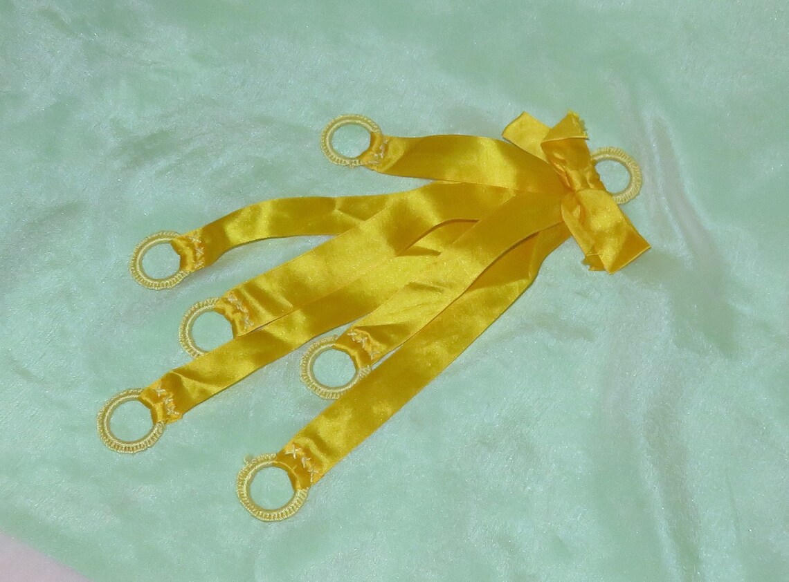 Antique Gold Silk Ribbon Sewing Chatelaine Six Ribbons and | Etsy