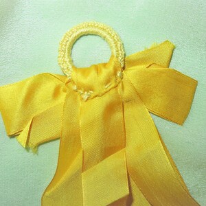 Antique Gold Silk Ribbon Sewing Chatelaine - Six Ribbons and Bow - Hand ...