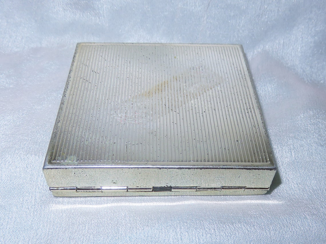 Antique Sterling Silver Powder Compact With Mirror Square - Etsy