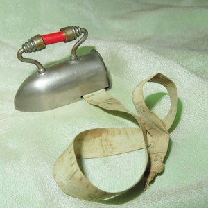 Antique Figural Metal Sad Iron Sewing Tape Measure - Wood Handle ...