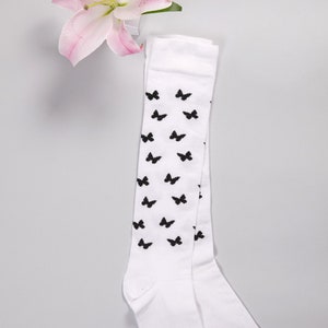 Butterfly Socks, Knee High Socks, Cotton Socks, Black Socks, White ...