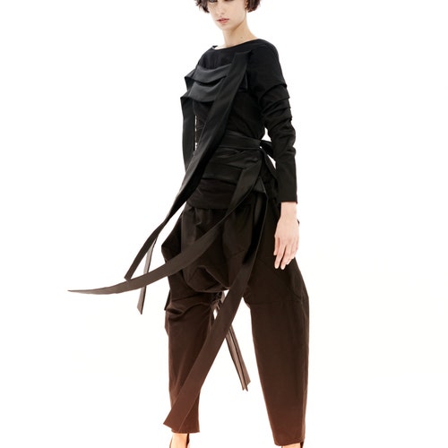 Avant Garde Blouse Black Top With Long Sleeves Unisex - Etsy