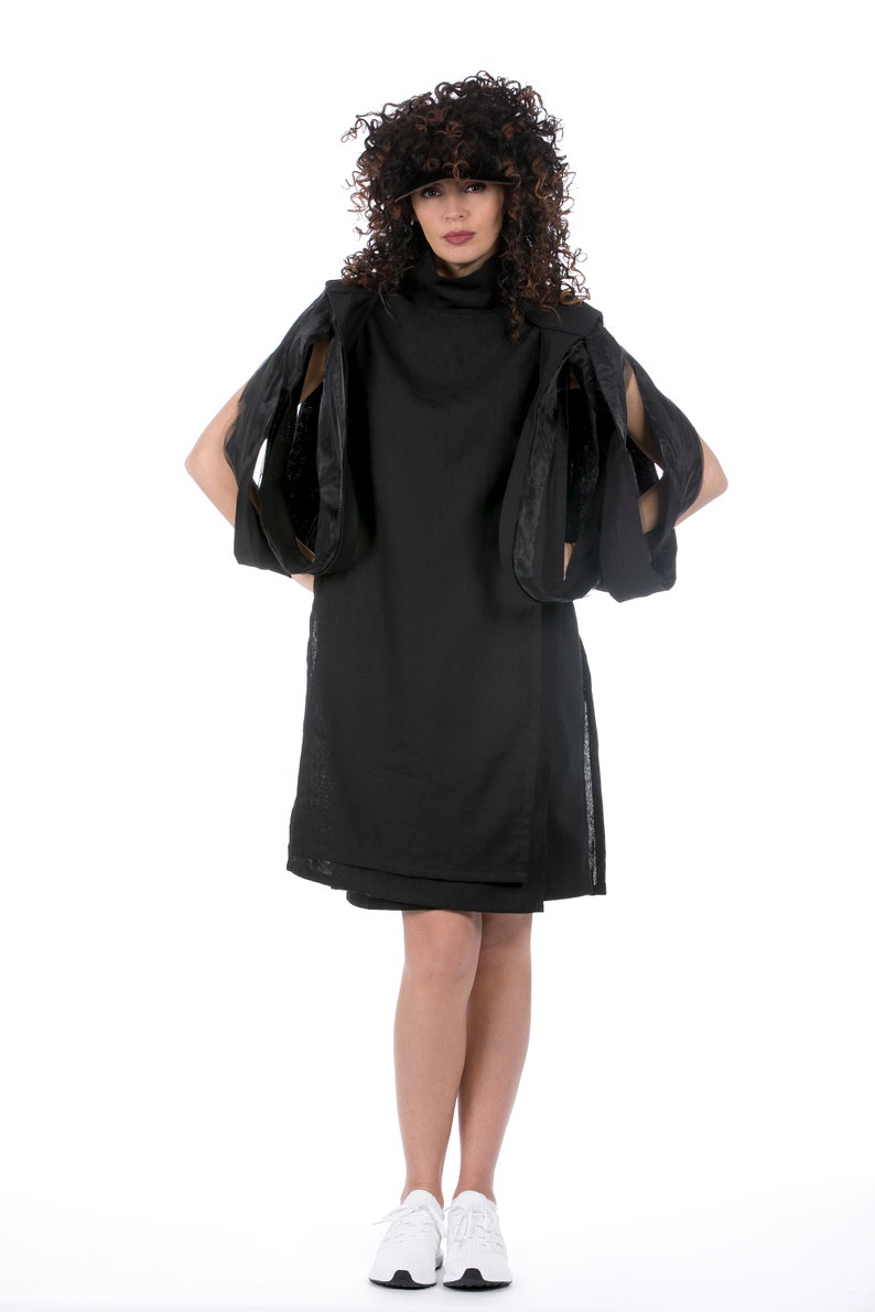 Avant Garde Linen Dress Deconstructed Dress Black Loose - Etsy