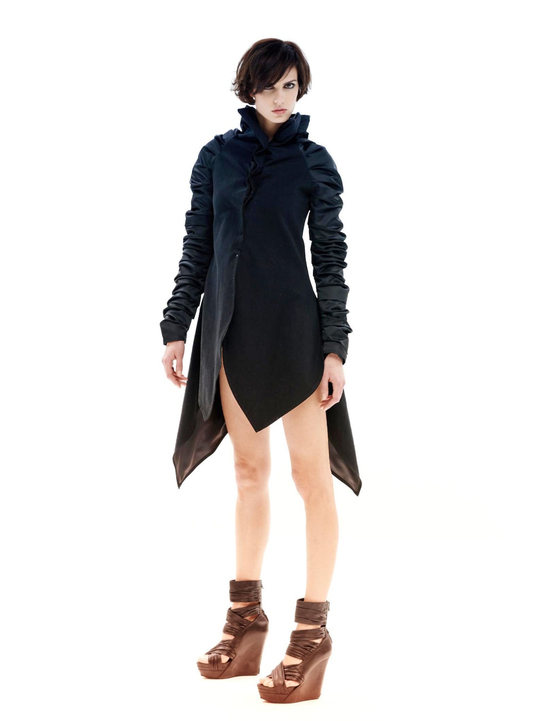 Black Cyberpunk Jacket, Futuristic Clothing, Avant Garde Women's Coat ...