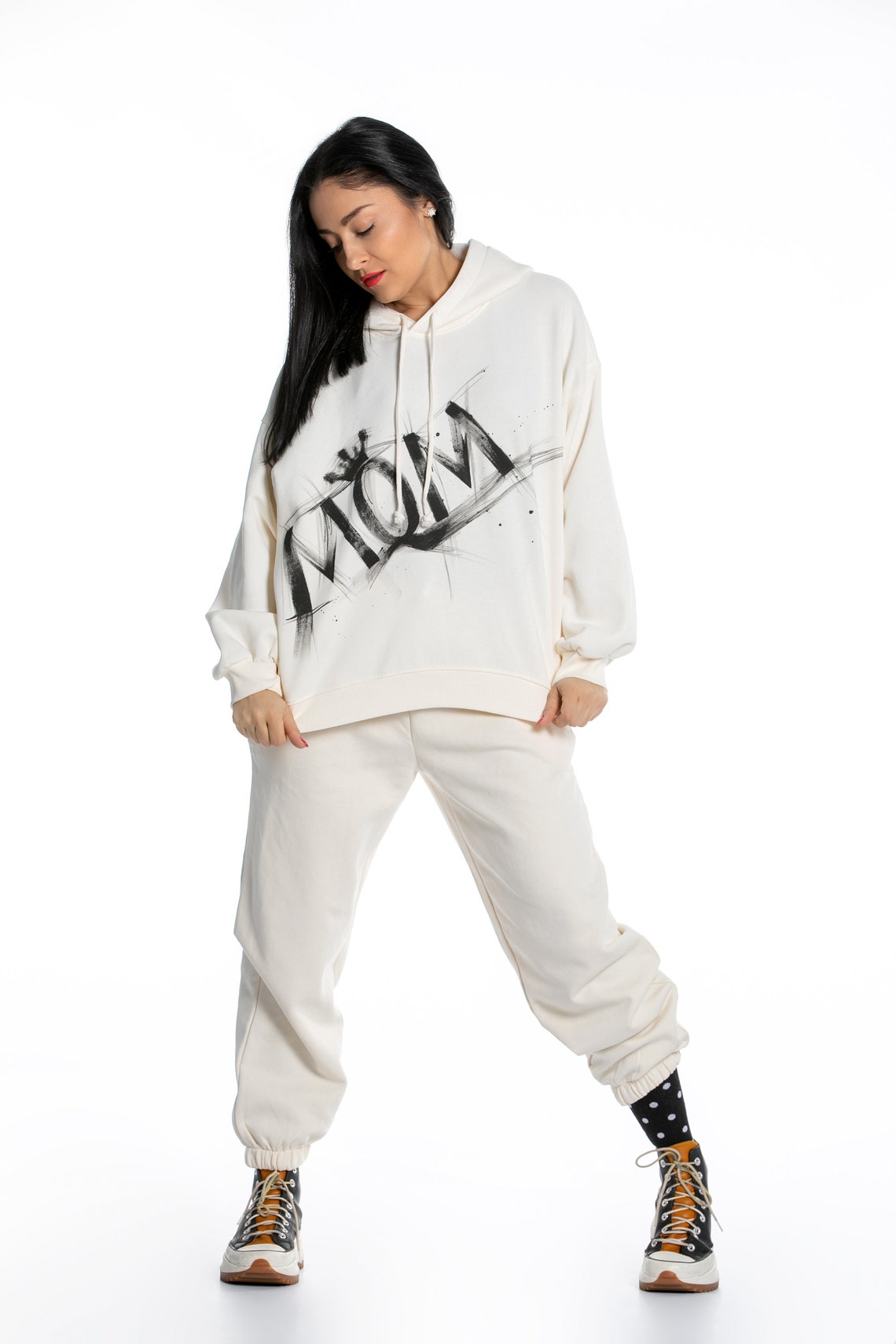 Black Hoodie, Loose Fit Lounge Wear, Pullover Hoodie, Plus Size Hooded ...