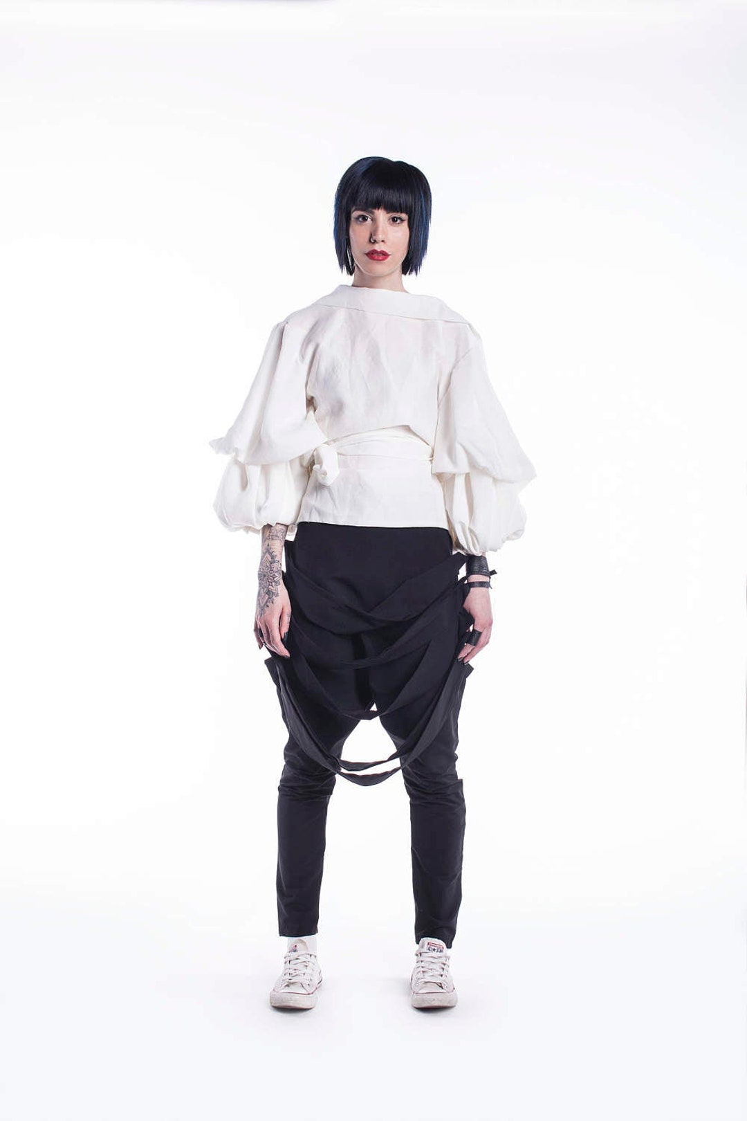 Avant Garde Top With Reversible Design, White Linen Top, Linen Clothing ...