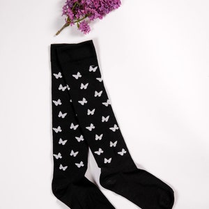 Butterfly Socks, Knee High Socks, Cotton Socks, Black Socks, White ...