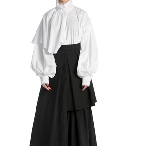 White Renaissance Shirt With Jabot and Puff Sleeves, Oversized White ...