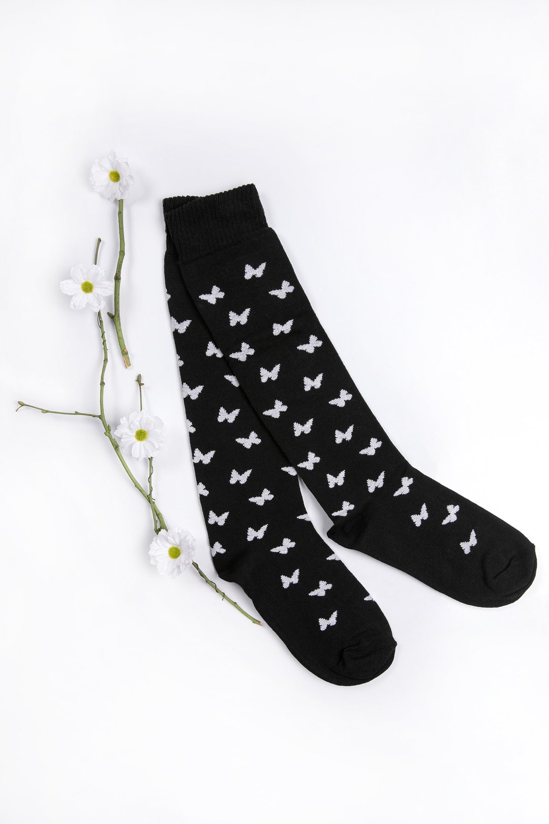 Butterfly Socks, Knee High Socks, Cotton Socks, Black Socks, White ...