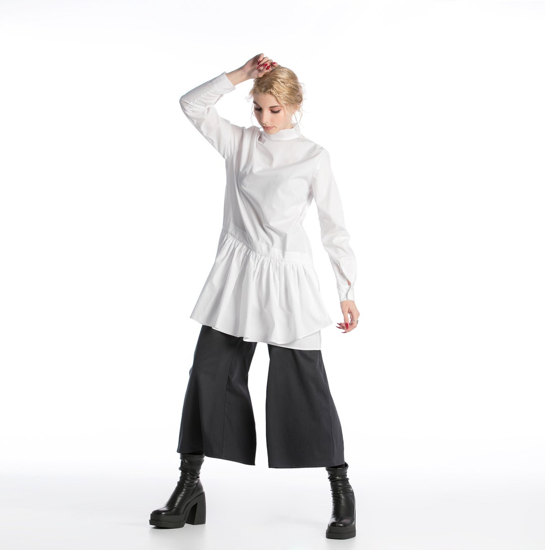 Tunic Shirt and Pants Set, Stylish Formal Set for Woman, White Shirt ...