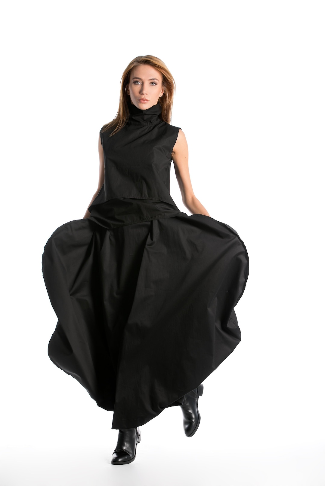 Oversized Bubble Skirt in Black, Avant Garde Cotton Skirt, Women's Maxi ...