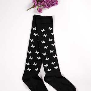 Butterfly Socks, Knee High Socks, Cotton Socks, Black Socks, White ...