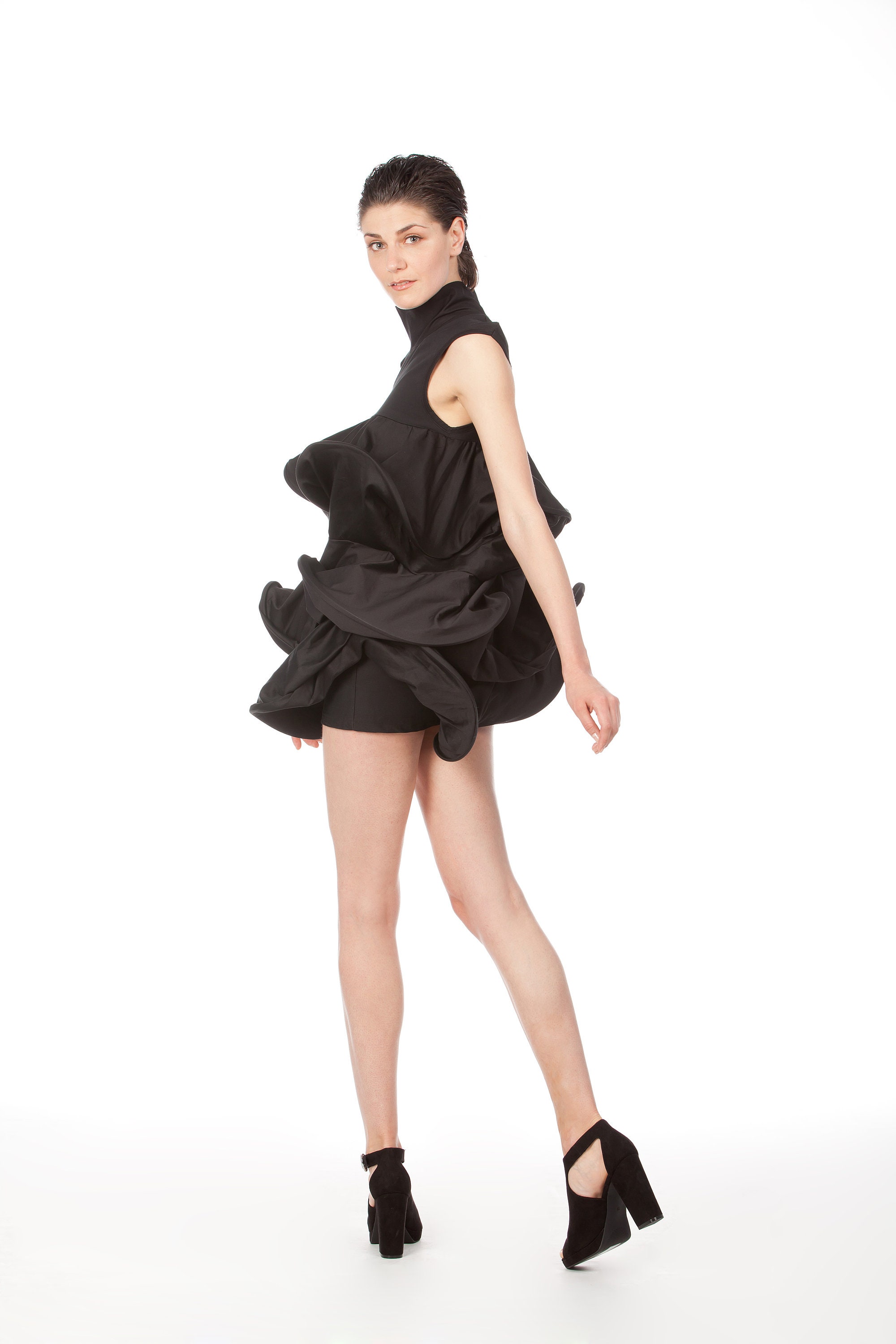 Black Mini Dress Black Dress Ruffle Dress Drag Queen Dress - Etsy Hong Kong