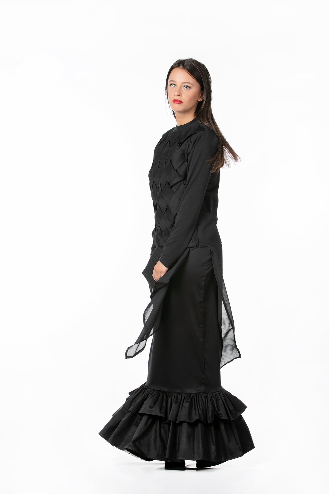 Mermaid Skirt in Black Avant Garde Skirt Elegant Maxi Skirt - Etsy