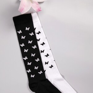 Butterfly Socks, Knee High Socks, Cotton Socks, Black Socks, White ...