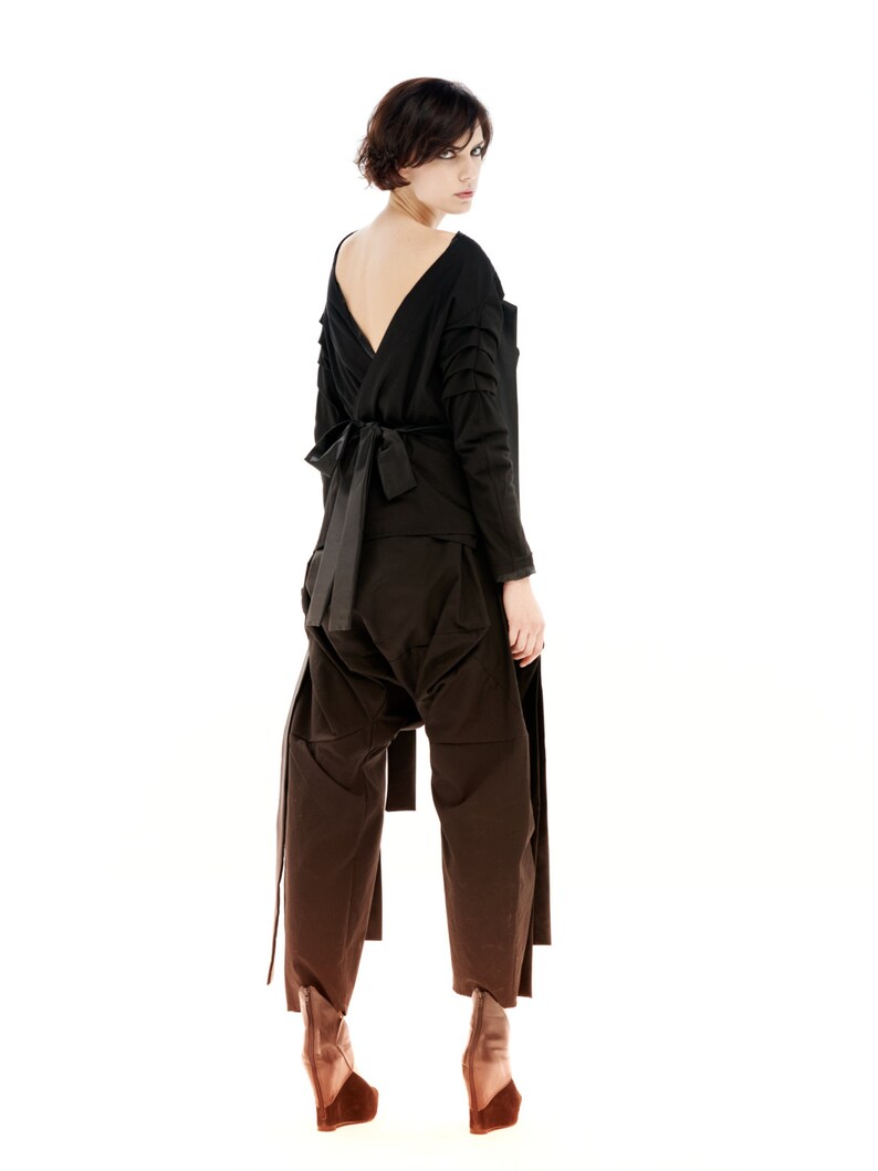 Black Avant Garde Top With Fringes, Open Back Top in Black, Avant Garde ...
