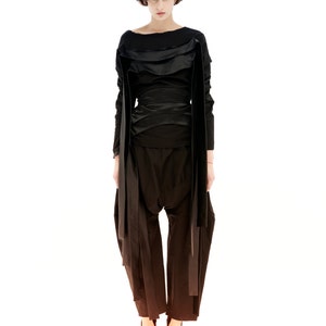 Black Avant Garde Top With Fringes, Open Back Top in Black, Avant Garde ...
