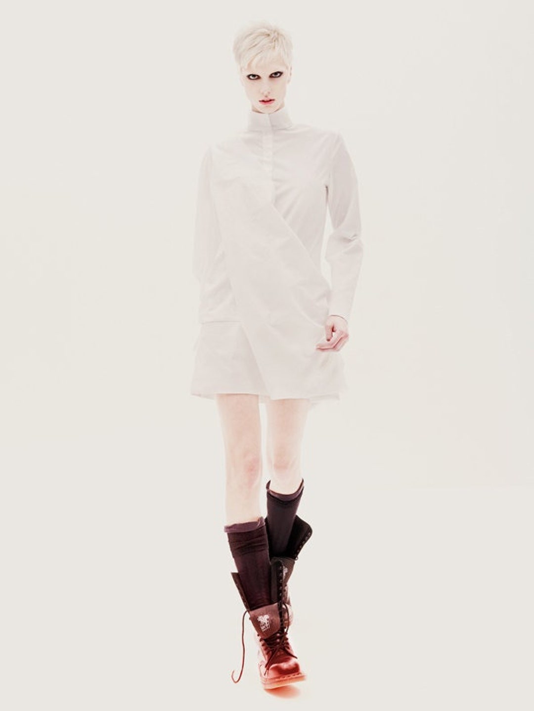 Modern Blouse, White Shirt, Wrap Asymmetrical Top, White Tunic Dress ...