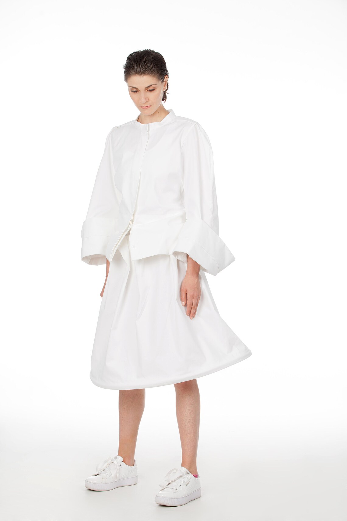 Futuristic White Top With Statement Sleeves by Mariaqueenmaria - Etsy