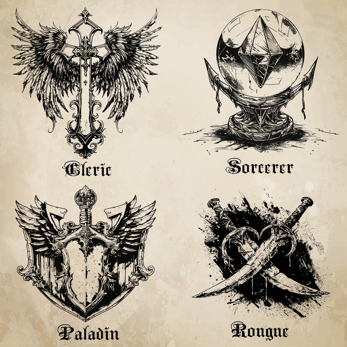 Dungeons and Dragons Class Logo Emblems | D&D Emblems | Logo | Png ...